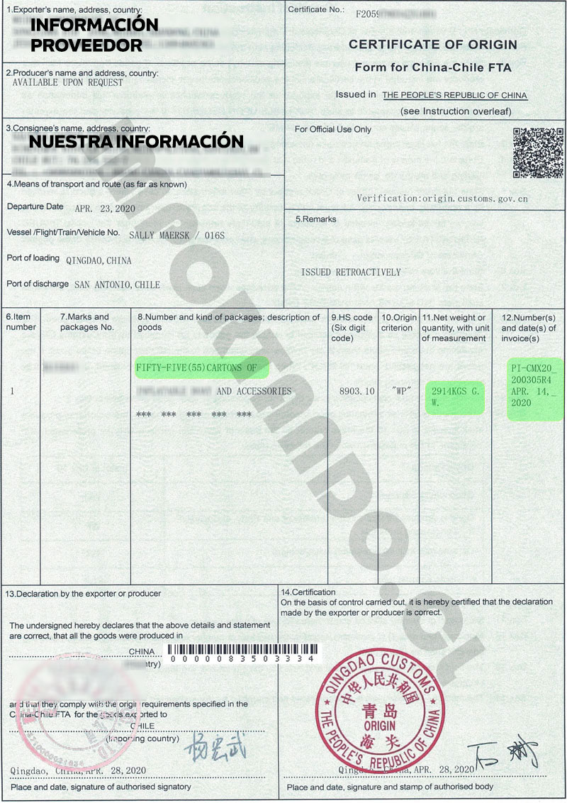 Ejemplo de importación desde China a Chile (LCL) - Importar desde China